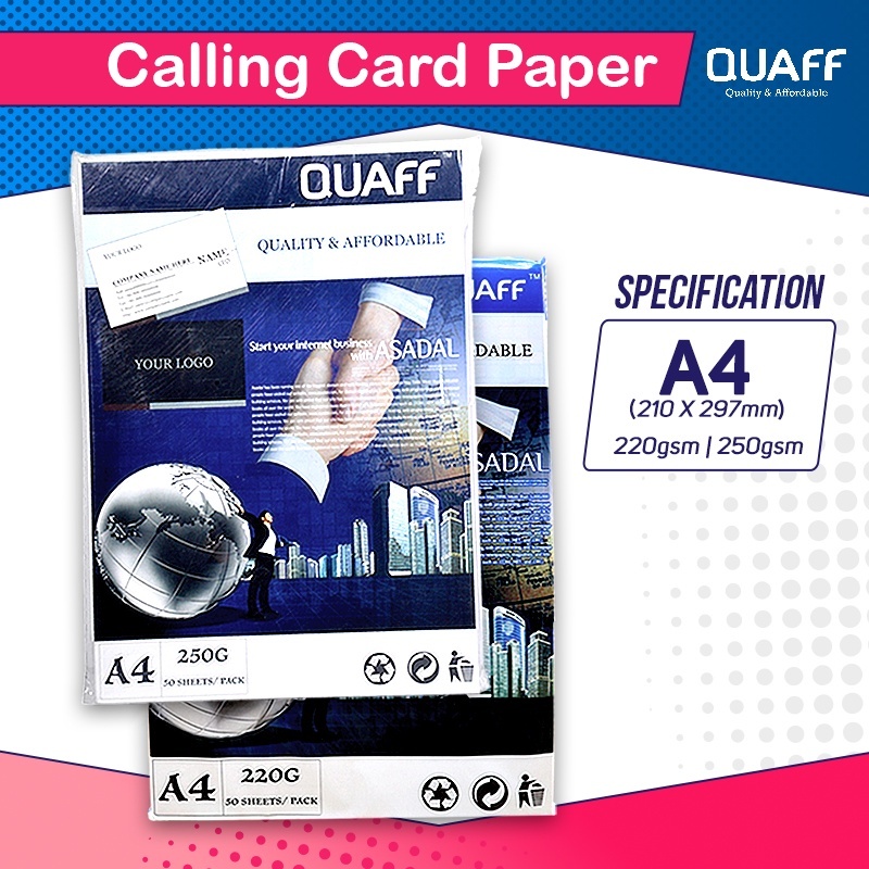 QUAFF Calling Card Paper Matte 220gsm | 250gsm (50sheets / pack ...