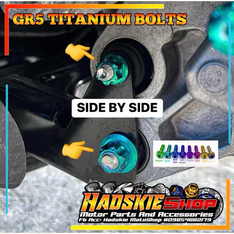 REAL TITANIUM GR5 NMAX/AEROX ENGINE SUPPORT NUT SET SIDE BY SIDE (4pcs ...