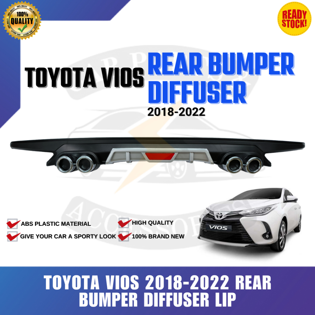 CPA 2018 - 2023 TOYOTA VIOS DIFFUSER (CURVE) Car Rear Bumper Diffusers ...