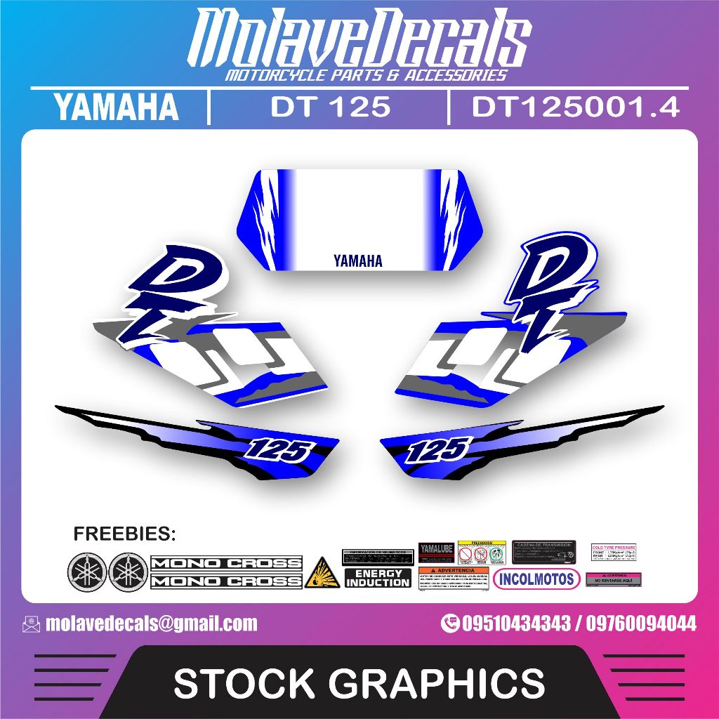 YAMAHA DT125 STOCK GRAPHICS SET | DT 125 DECAL | HIGH QUALITY | HD ...