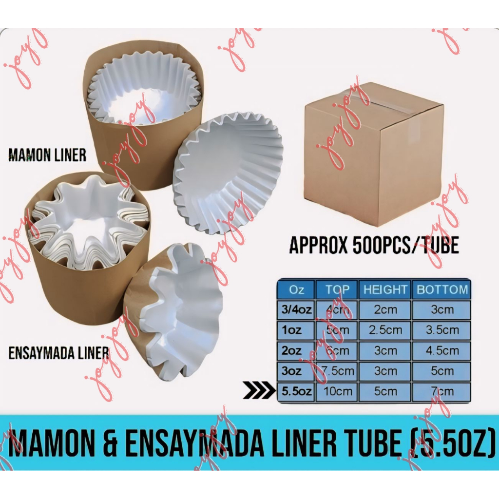 Mamon & Ensaymada Liner l 5.5oz l Apx 500-Pieces Tube l Baking l Liner ...