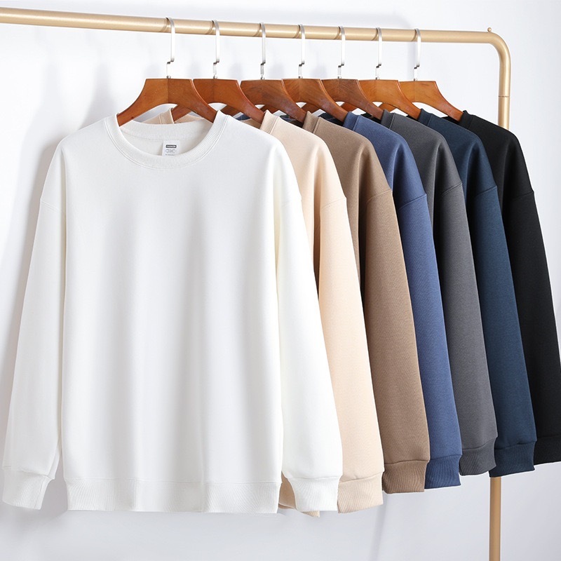 New 2024 Casual Unisex Plain Cotton Long Sleeve Sweater Jacket High ...