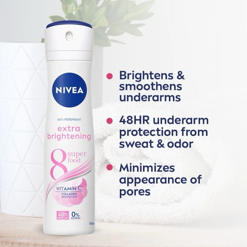 Nivea Extra brightening/ extra whitening deodorant spray collagen 150ml ...