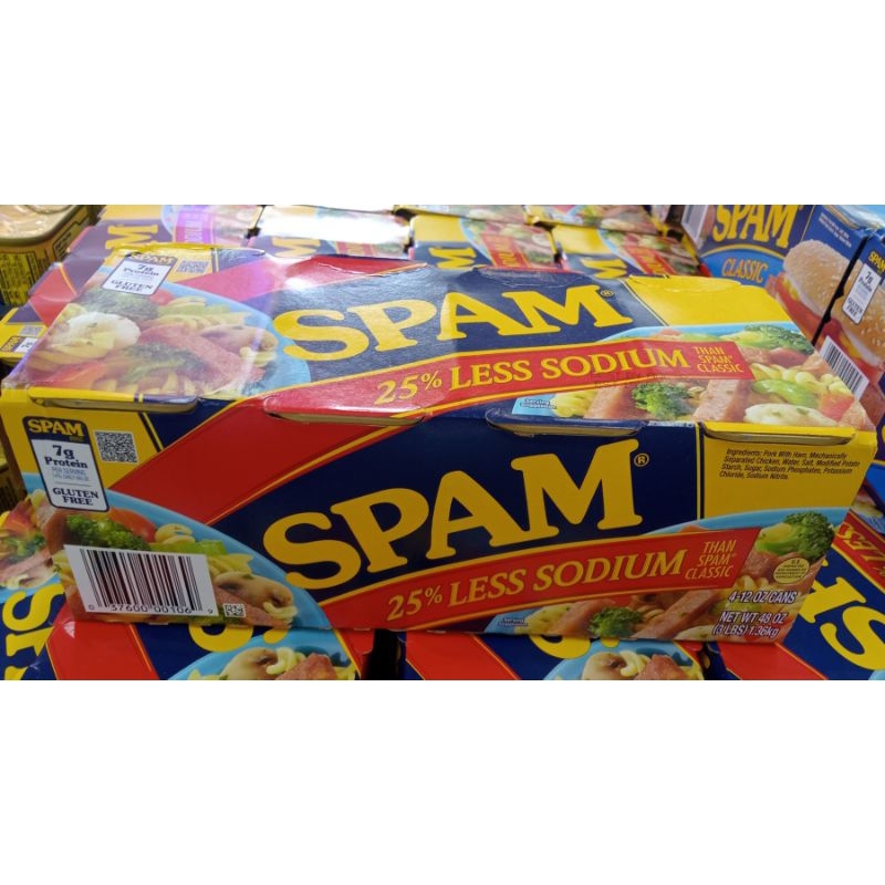 Spam 25% Less Sodium Luncheon Meat 1.36kg (4 cans) | Shopee Philippines