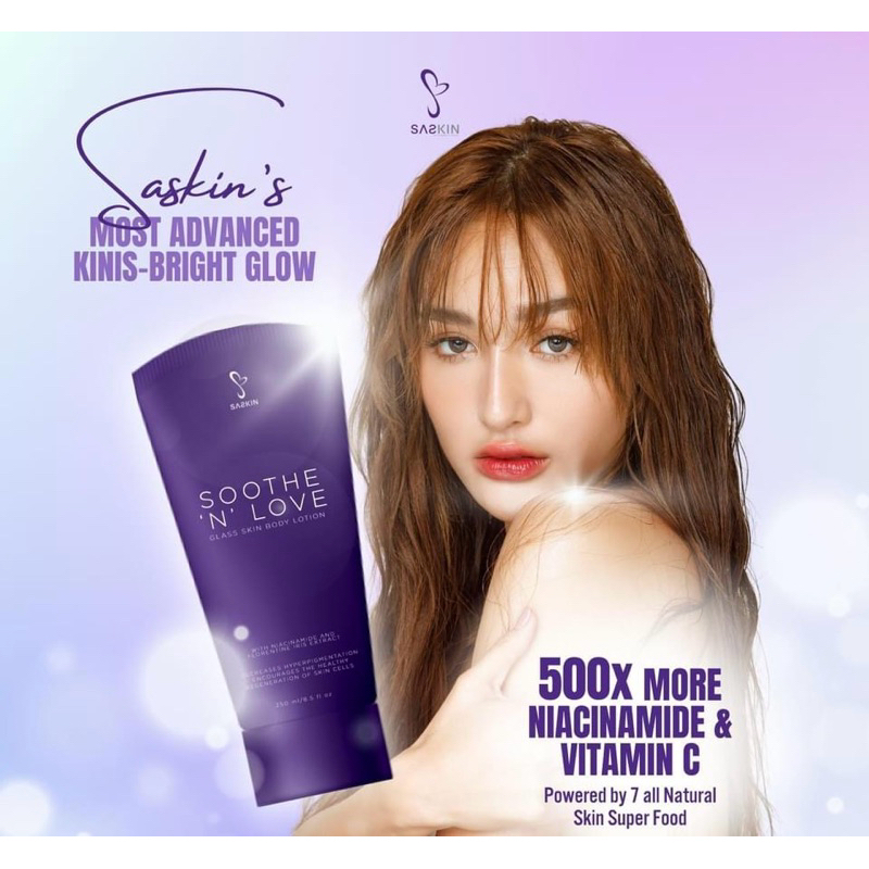 Saskin Lotion Soothe N' Love Glass Skin Whitening Body Lotion | Shopee ...