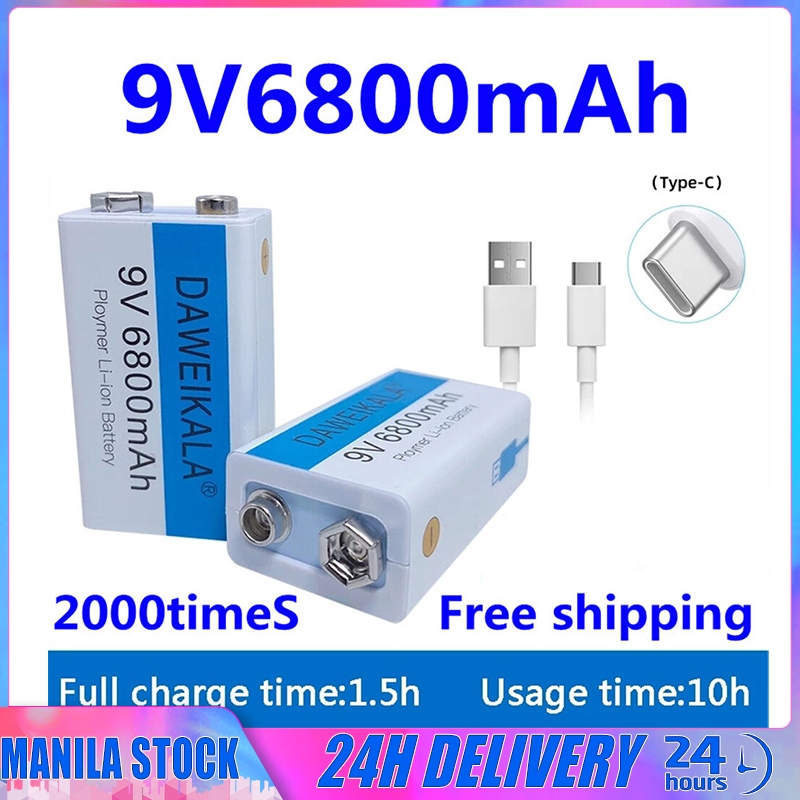 9V battery 6800mAh li-ion Rechargeable battery Micro USB Battery 9V ...