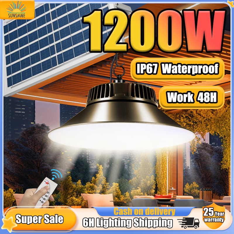 Solar Pendant Light IP67 1200W LED Aluminum Solar Powered Celing Lamp ...