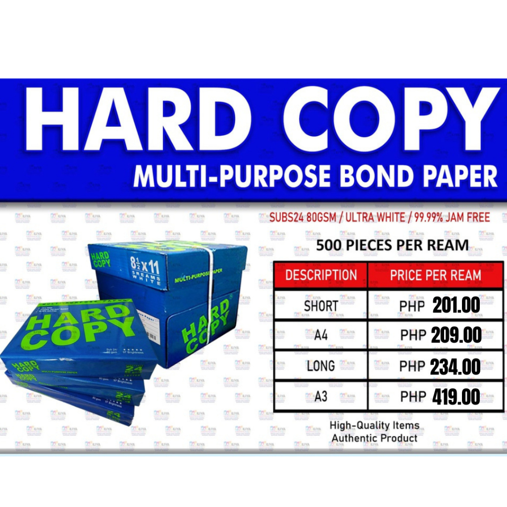 Hard-Copy-Copier-Paper(BLUE) | Shopee Philippines