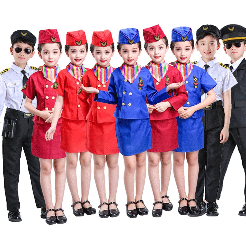 Flight Attendant Set for Kids Girls Career Guidance Costume Pilot Boys ...