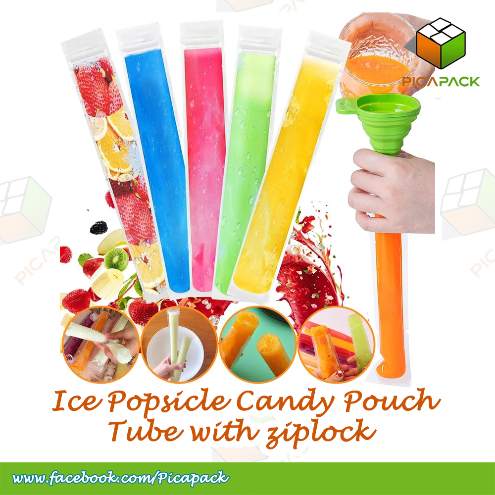 100pcs Ice Popsicle Candy Pouch Tube Resealable Ziplock Pop Mold ...