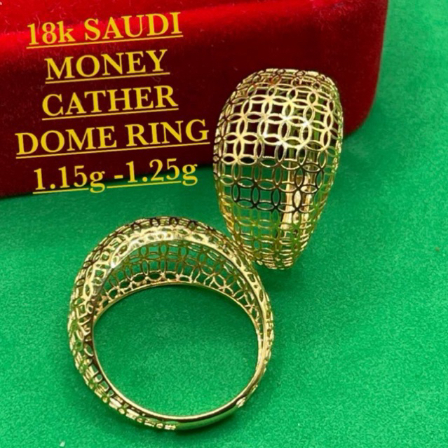 COD PAWNABLE 18k SAUDI GOLD MONEY CATHER DOME RING | Shopee Philippines