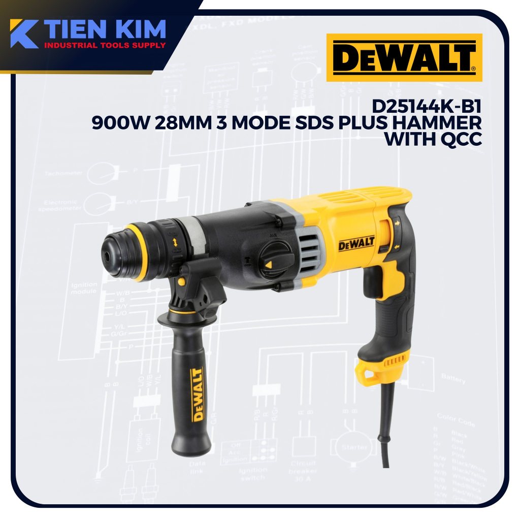 Dewalt - D25144K ROTARY HAMMER 28mm 3 mode SDS - PLUS hammer with QCC ...