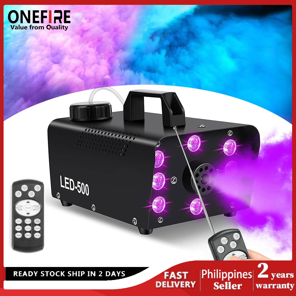 Smoke Machine Fog Machine with 12 Colorful LED Lights Effect 500W and ...