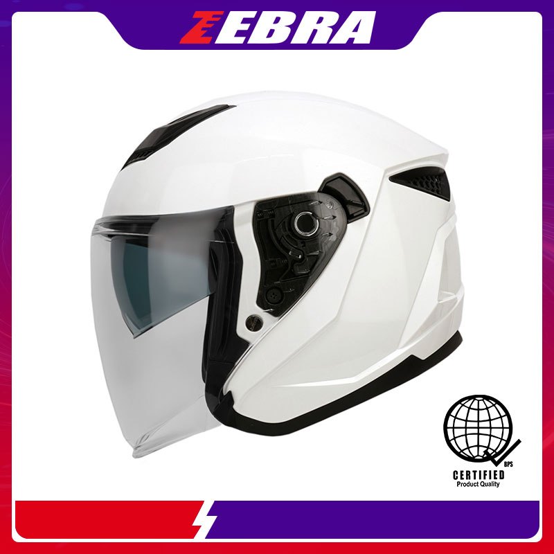 ZEBRA Motorcycle Helmets Half Face H320 Motor Helmet Dual Visor ...
