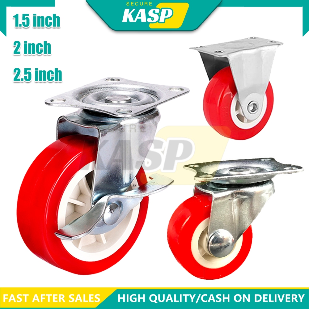 1.5 - 3 Inch Durable Caster Wheel Red Pvc Rail Casters No Noise ...
