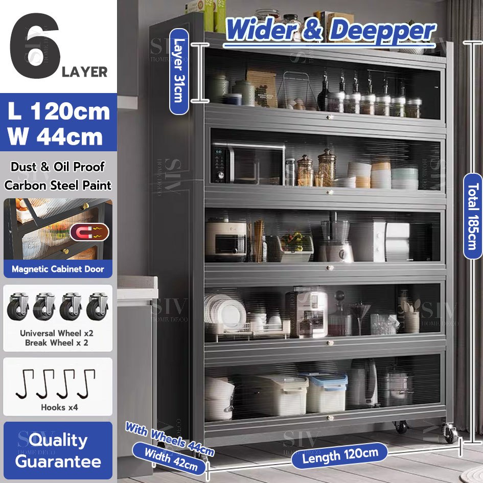 Siv 3-6 Layer Kitchen Cabinet Storage Organizer Rack Shelf With Pull ...