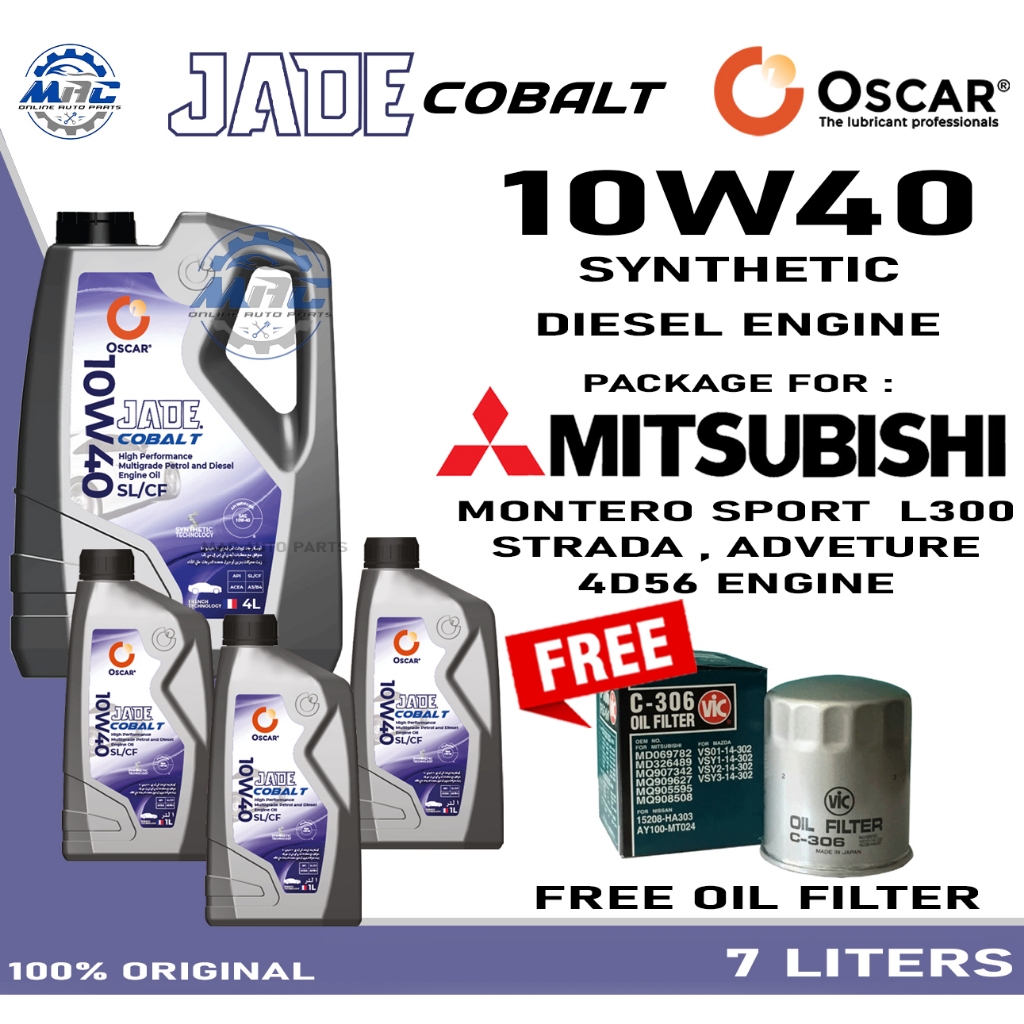 OSCAR JADE COBALT 10w-40 7 LITERS Synthetic OIL PACKAGE FOR MITSUBISHI ...