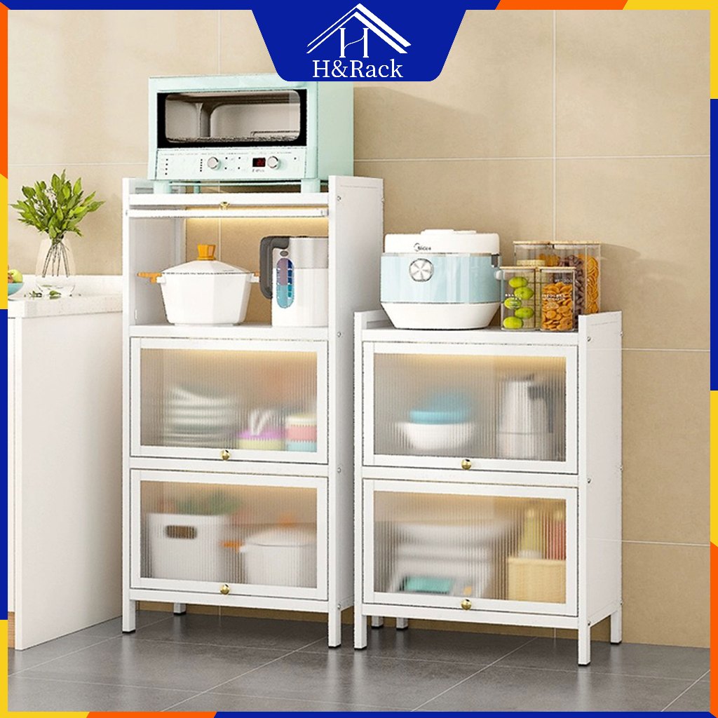 2/3/4/5 Layers Kitchen Rack Dustproof Storage Cabinet Steel Multi ...