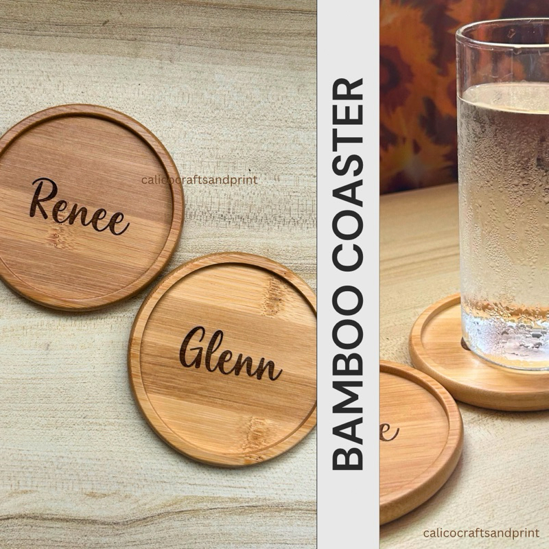 Personalized Bamboo Coaster (Laser Engraved) for Giveaways and ...