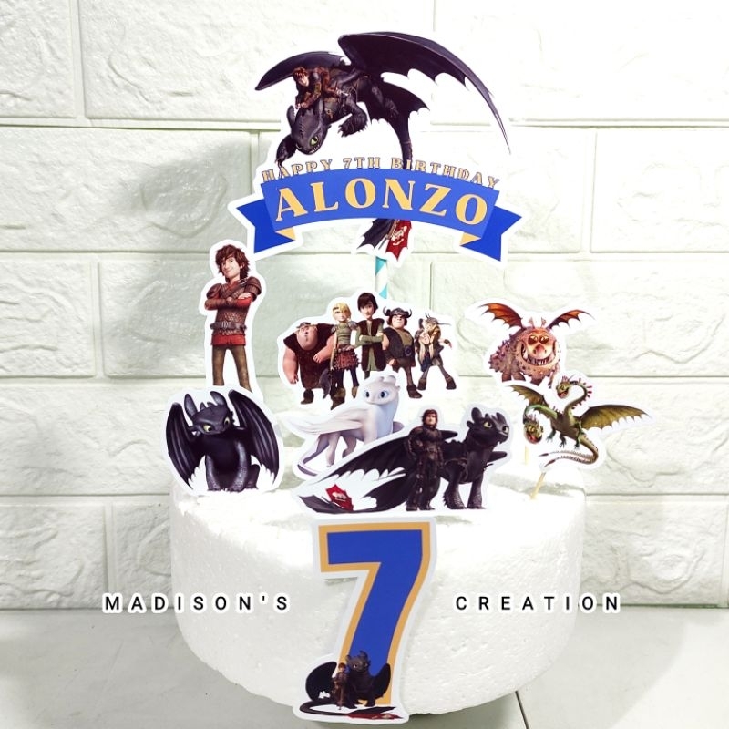 Toothless Dragon Party Cake Topper/Banner, Backdrop Set (Personalize ...