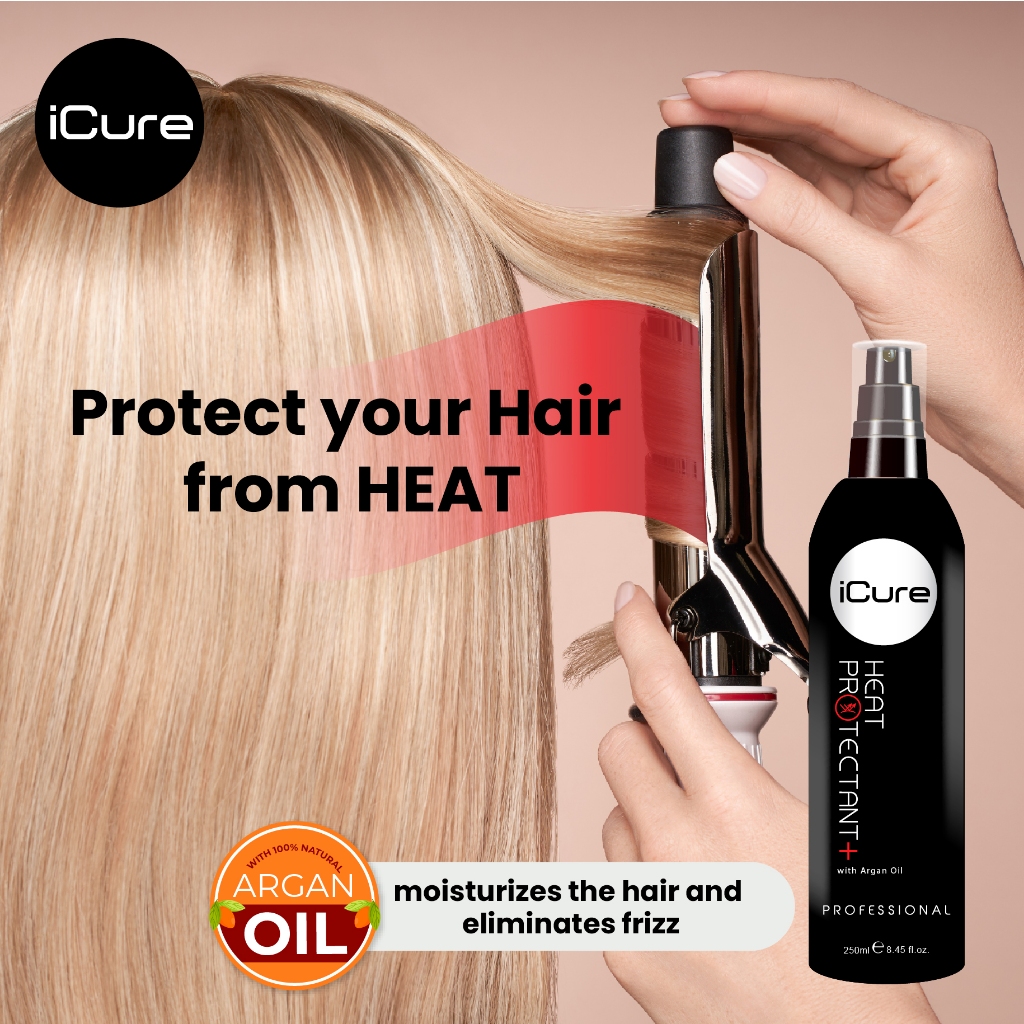 iCure Heat Protectant Spray with Argan Oil 250ml | Shopee Philippines
