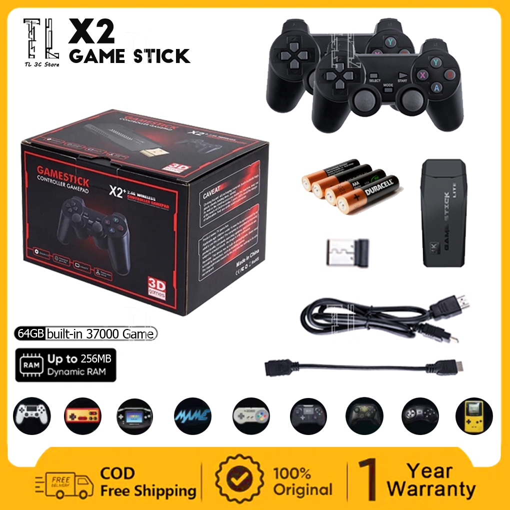 3D game stick X2 Classic Tv 4K Game Console Set 2 Controllers Game ...