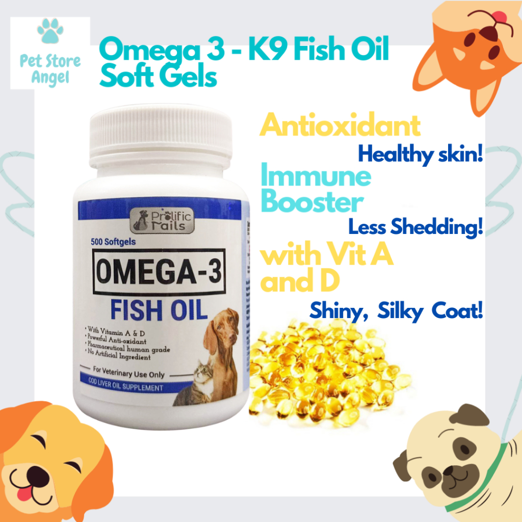 500 soft gels Fish Oil Omega 3 K9 for Cats and Dogs Immune System ...