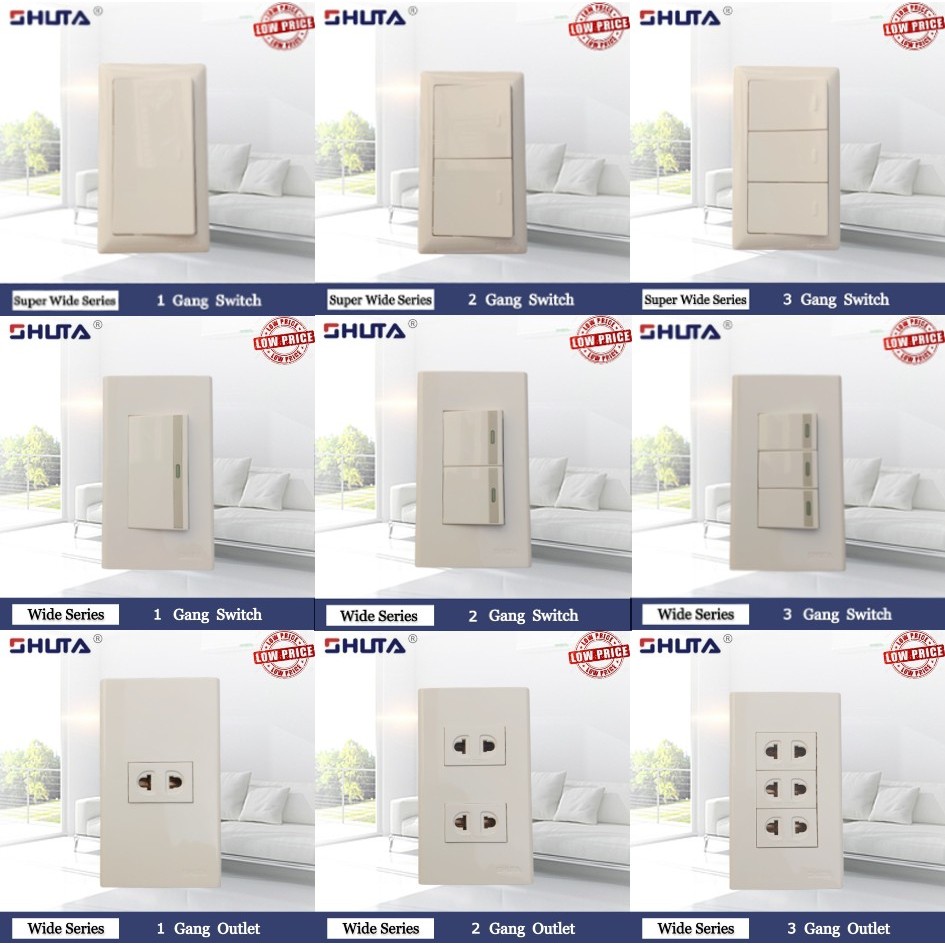SHUTA OUTLET AND SWITCH WIDE SERIES (1GANG/2GANG/3GANG) | Shopee ...