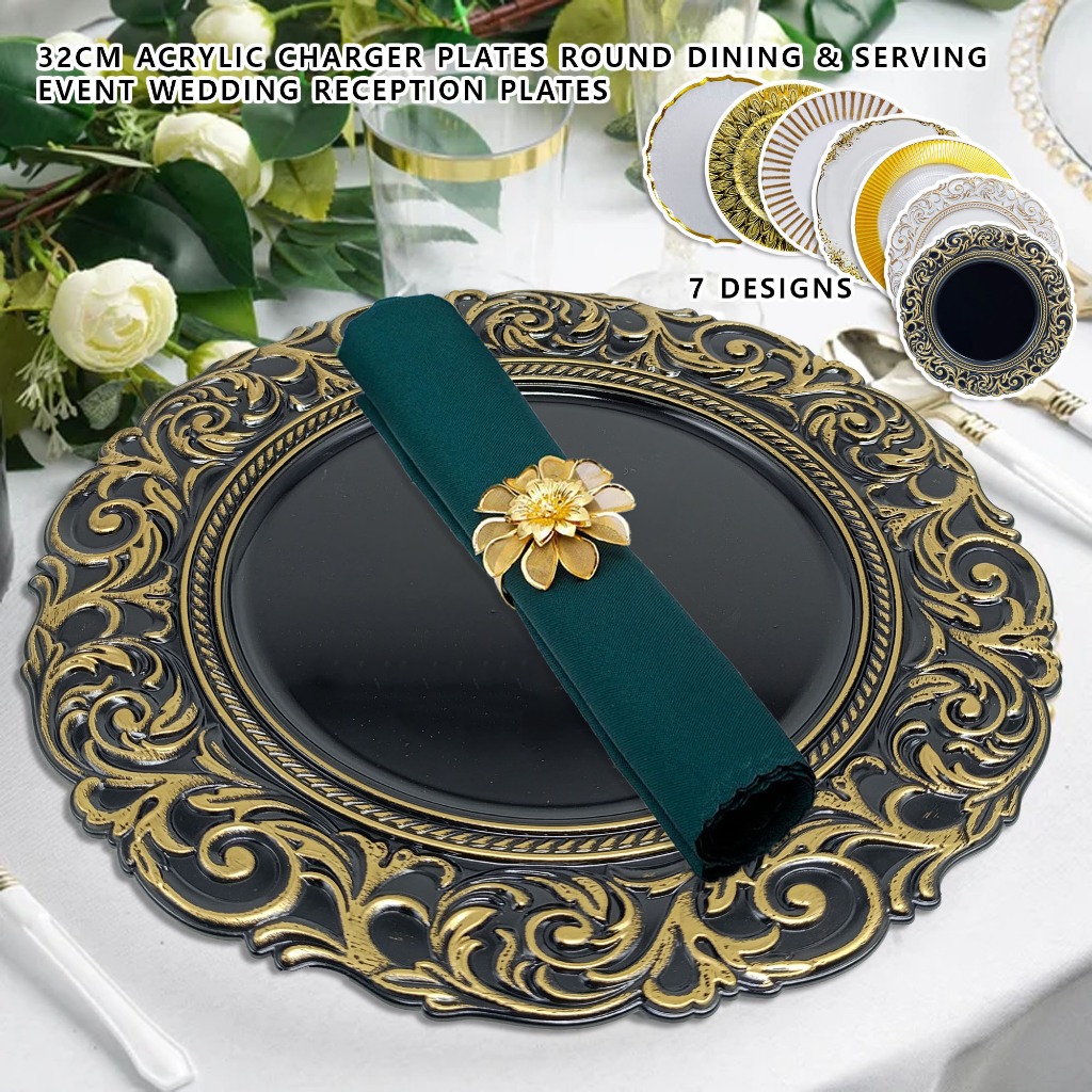 Fea Store Acrylic Charger Plates Round Dining & Serving Wedding ...
