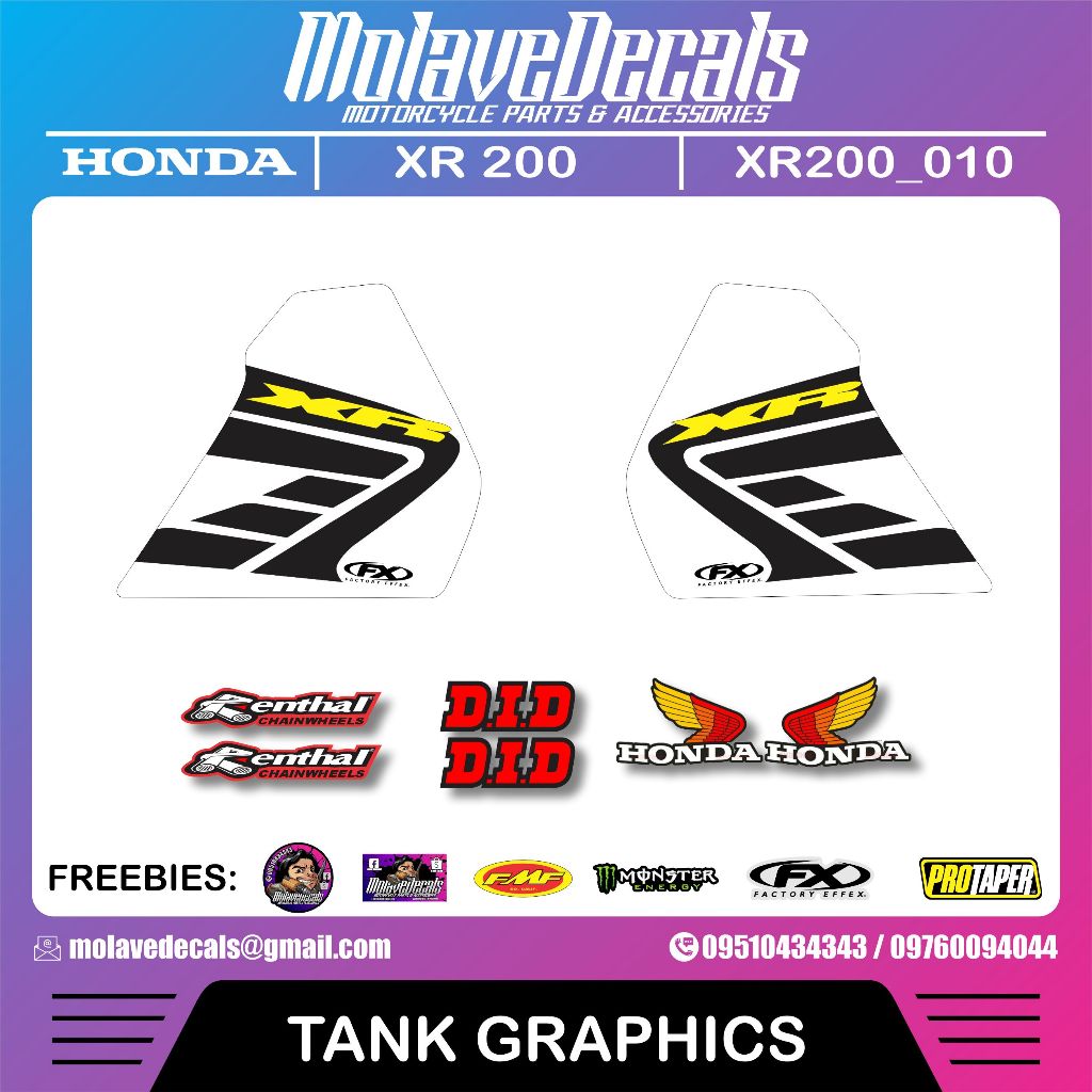 HONDA XR 200 STOCK TANK DECALS | XR200_010 | Shopee Philippines
