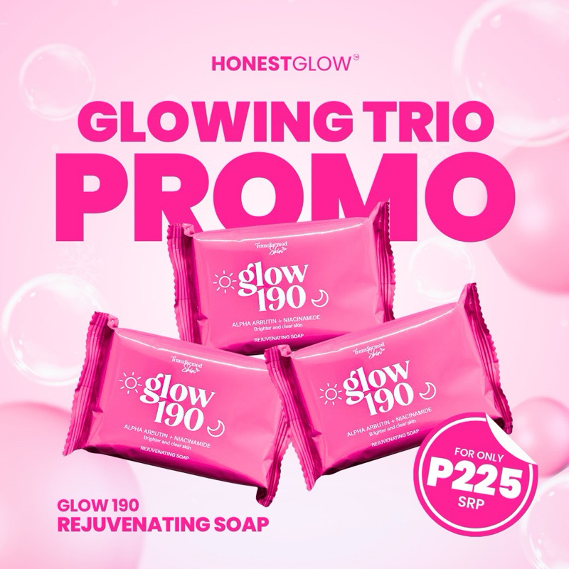 3pcs Glow190 Soap 125g with Niacinamide and Aplha Arbutin | Shopee Philippines