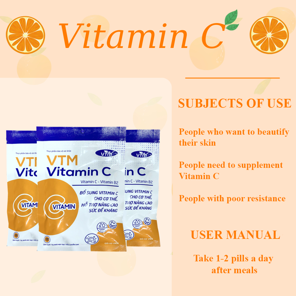 VTM Vitamin C Pills Supplement Vitamin C, Brighten Skin, Fade Dark ...