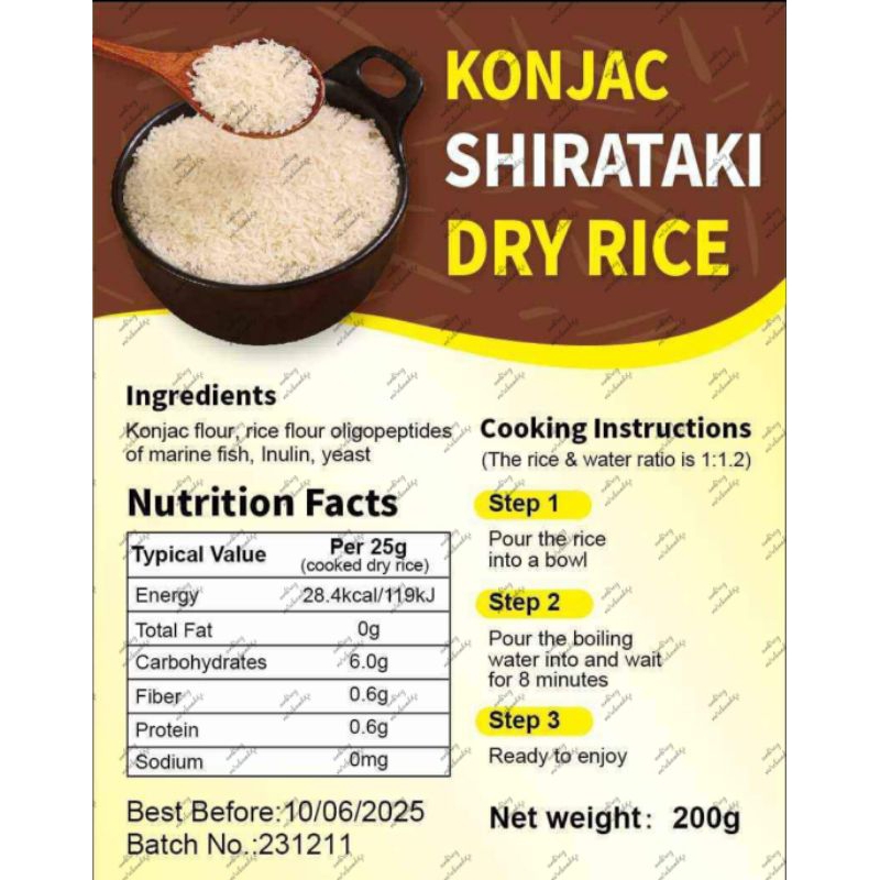 Shirataki rice ( 1 kilo per pack & 200g per pack ) | Shopee Philippines