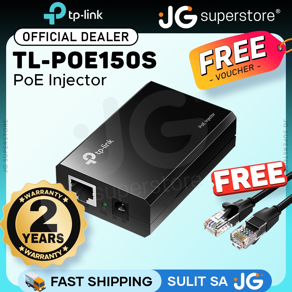 TP-Link TL-POE150S PoE Injector Adapter with Gigabit PoE Port, Delivers ...