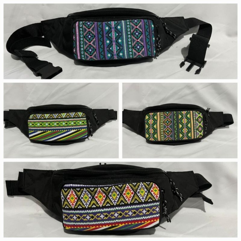 belt bag bagiuo style, etnik design 3 compartment 4 design free sticker ...