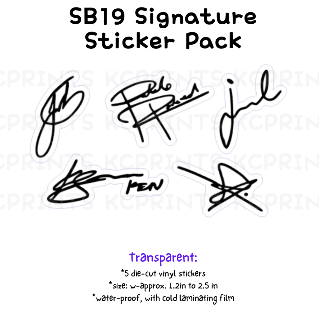 SB19 Signature Sticker Pack Waterproof Transparent PPOP Fanmade ...