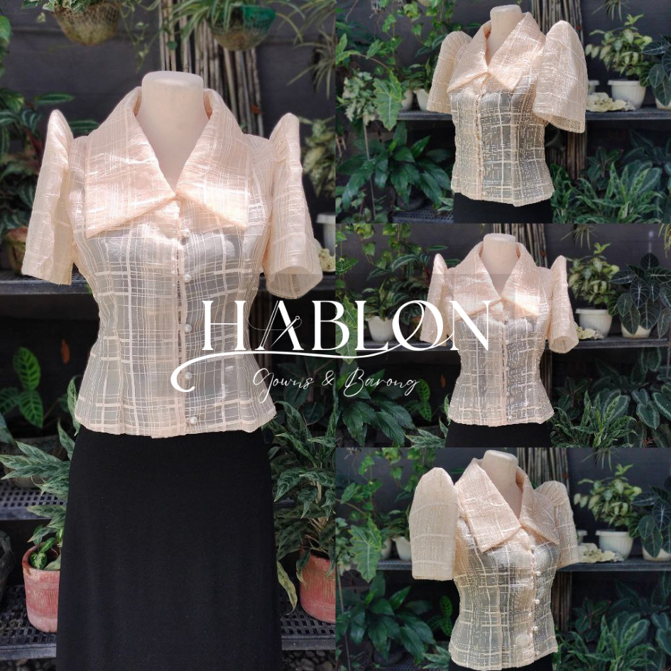 HABLON Modern Filipiñana Top Bolero Banig Style Fabric Blouse Elegant ...