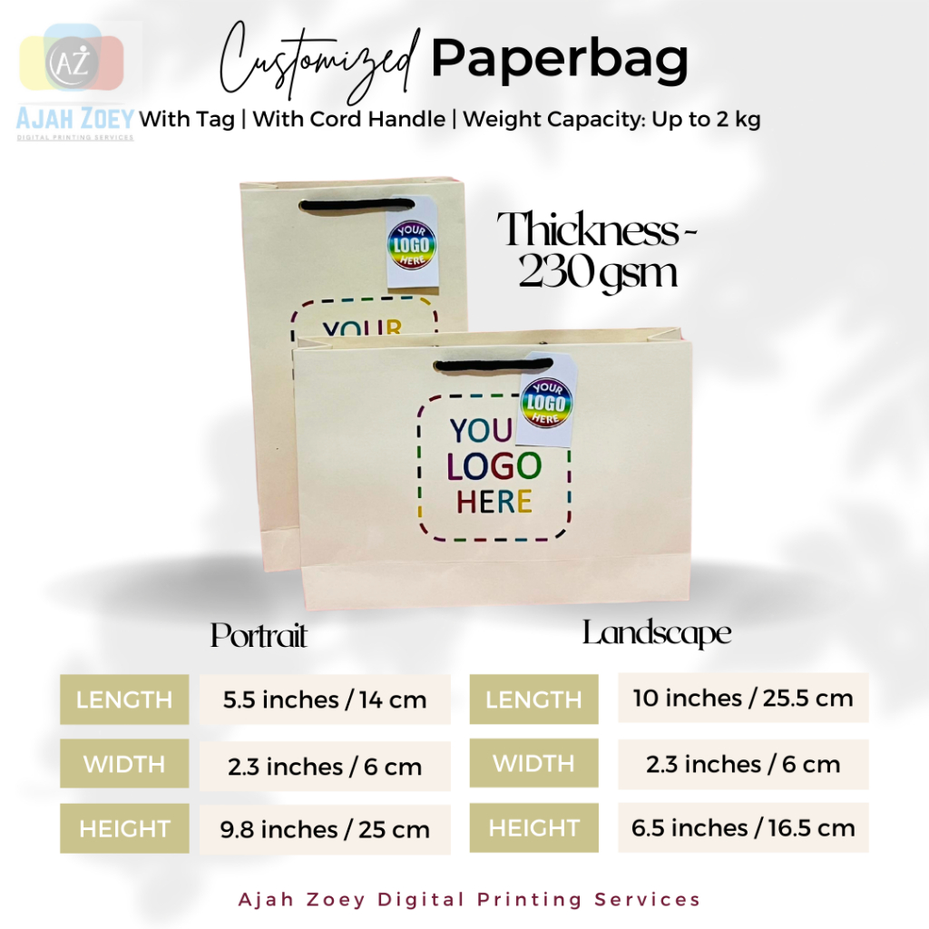 CREAM Paperbag (230 gsm) - Personalized / Customized - Your logo ...