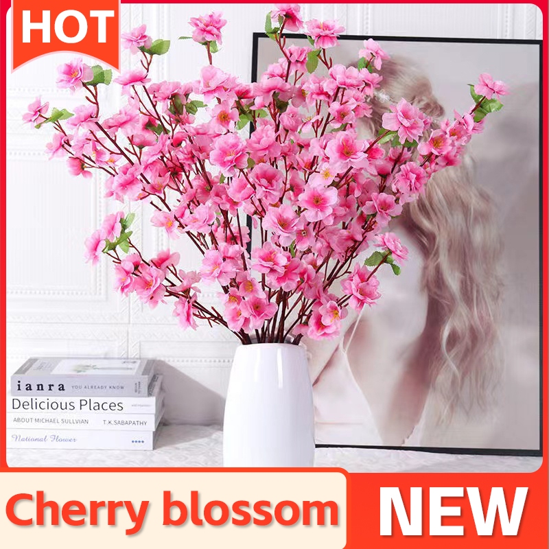 10 Pcs Silk Cherry Blossom Branches, 65cm Artificial Cherry Blossom ...