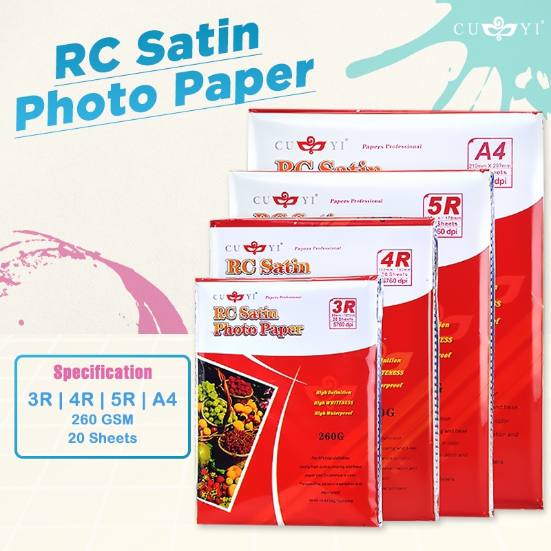 CUYI RC Satin Paper Resin Coated Inkjet Paper A4 - 5R - 4R - 3R ...