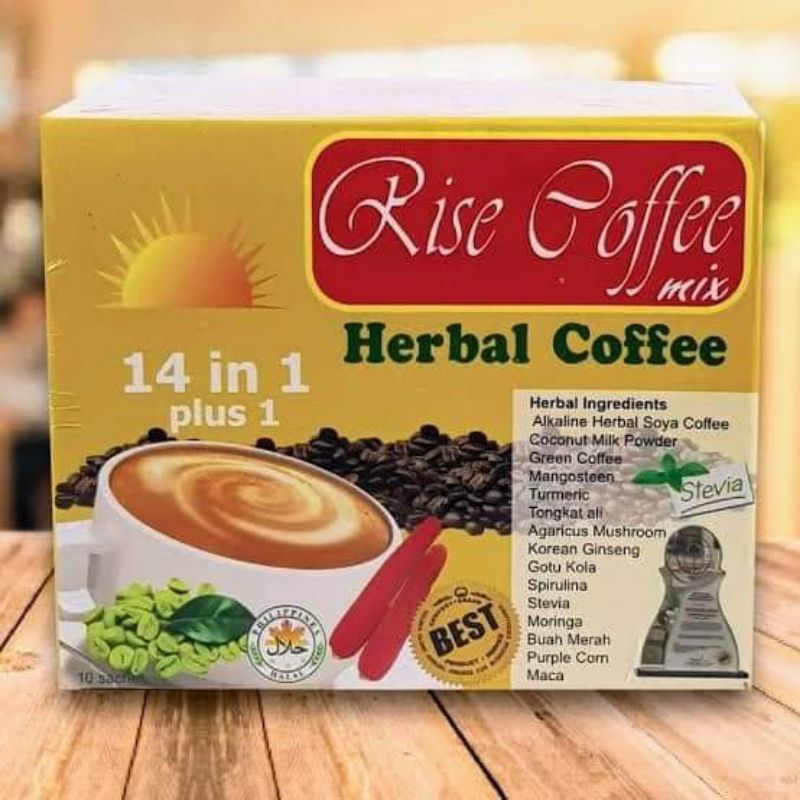 Rise coffee mix 14 in 1 plus 1 herbal coffe 10 sachets Organic | Shopee ...