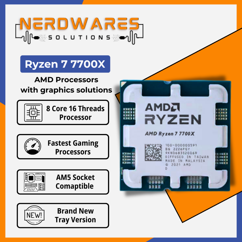AMD Ryzen 7 7700 7700X 8 Cores 16 Threads with Radeon Vega Graphics Processor Support AM5 CPU ...