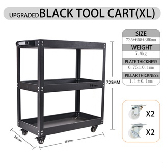 3 Layer Trolley Hand Push Tool Cart Heavy Machinery Workshop ...