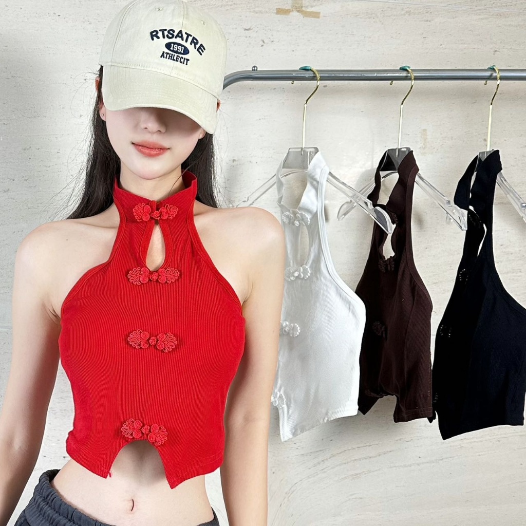 Chinese style halter neck yoga bra, beautiful back, high elastic push ...