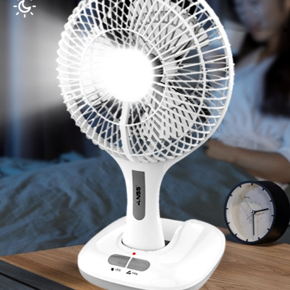 NSS 8Inch Desk Fan Rechargeable Portable Folding Fan with LED Light ...