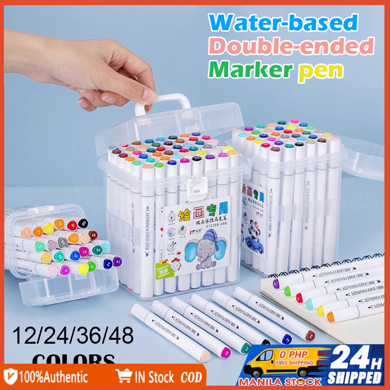 【COD】Cozyland Colored Pen Marker Highlighter 24 Colors Double Head ...