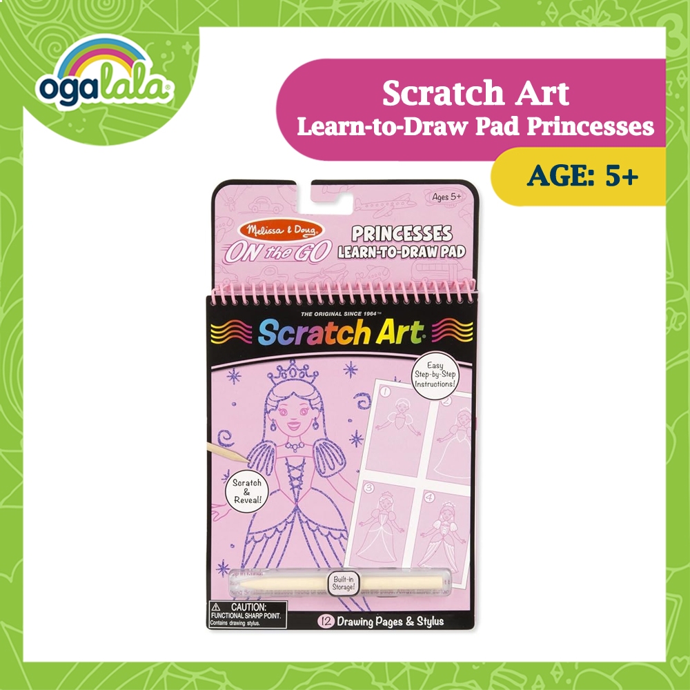 Melissa and Doug Scratch Art Learn to Draw Pad Princess | Shopee ...