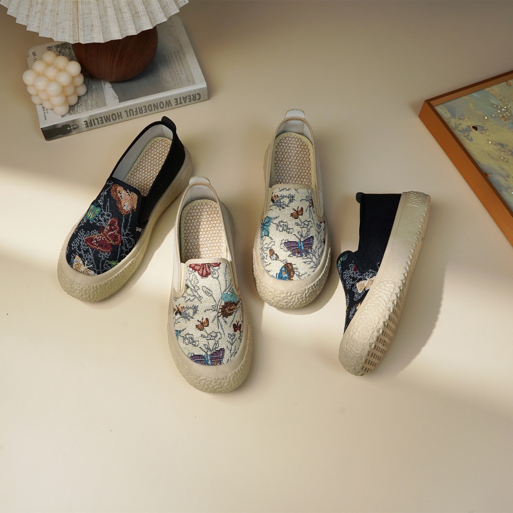 Spring and autumn versatile Chinese style casual thick-soled slip-on ...