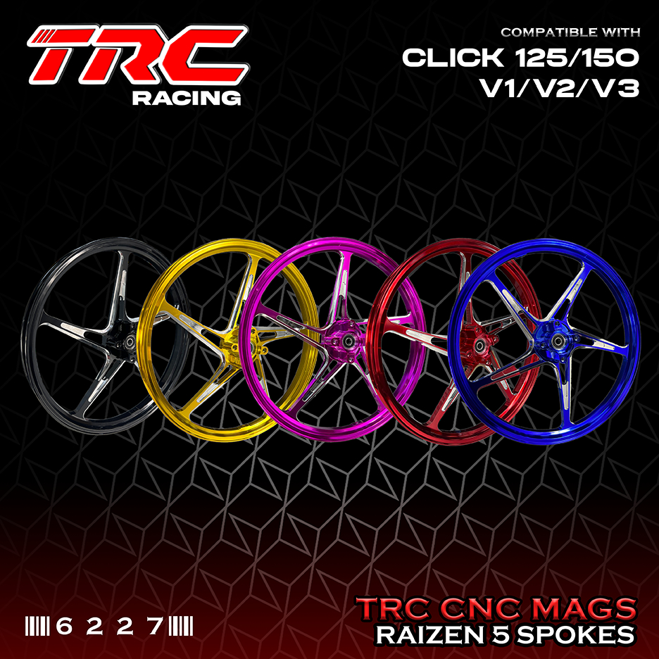 TRC CNC Mags Raizen 5 Spokes 1.4 x 1.4 x 17 Malaysian Concept Click 125 ...