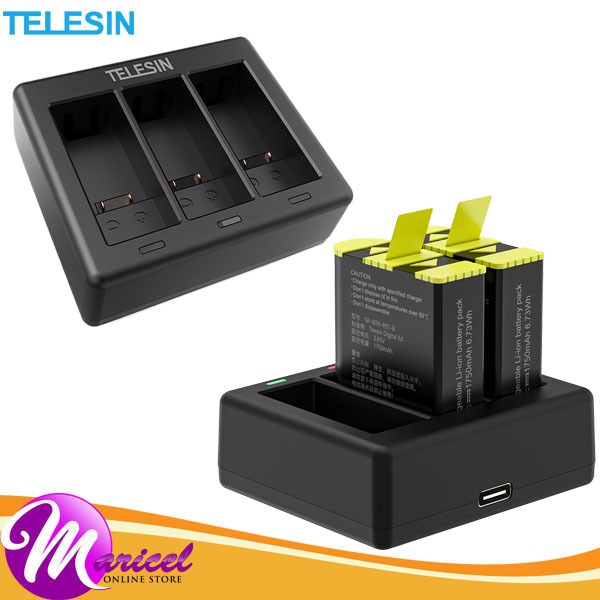 Telesin GoPro Hero 12, 11, 10, 9 Camera Charging Kit 3-Slot Battery Desktop Charger GP-BCG-902 ...